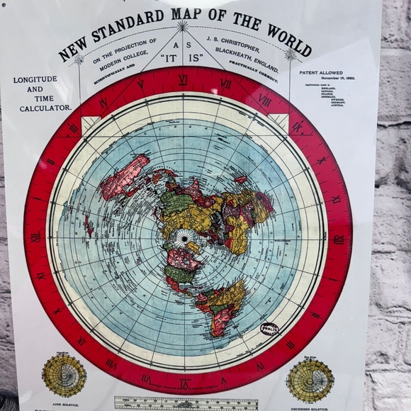 Office | Vintage Flat Earth Map Of The World 1892 Alexander Gleason ...
